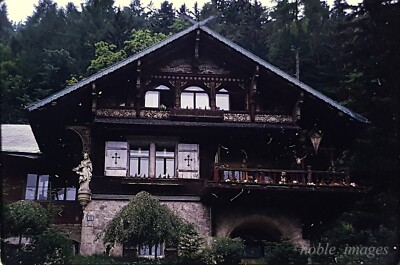 1964 Semmering Panhans Hotel German Shepard Balcony Austria Kodachrome ...