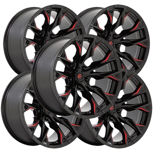(Set of 5) Fuel D823 Flame 20x12 5x5" -44mm Black/Red Wheels Rims 20 ...