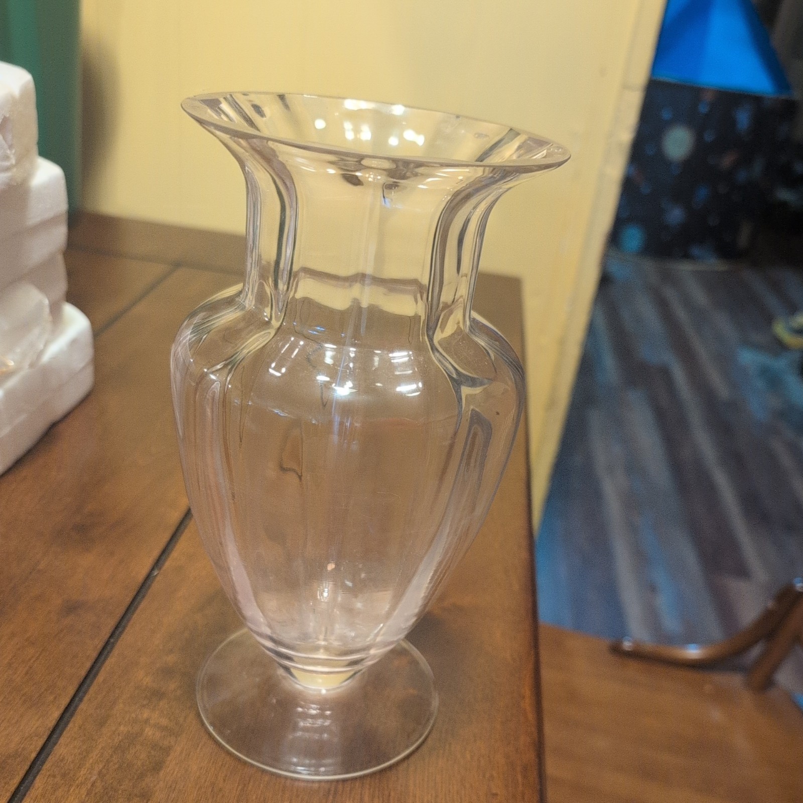 Vintage 1930's Tiffin Glass Pink Glass Footed Optic Panel Vase | eBay