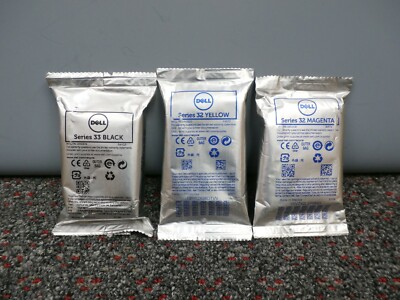 Dell Ink Set 32 & 33 V525w V725w New Genuine extra hy Black, Cyan std ...