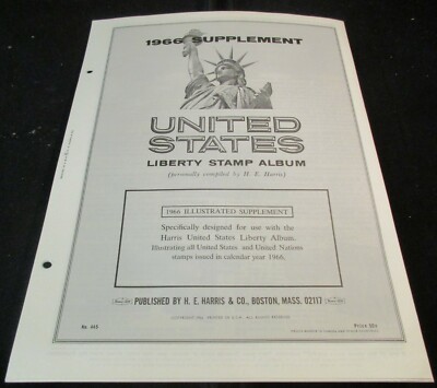 H.E. HARRIS 1966 SUPPLEMENT U.S. LIBERTY STAMP ALBUM W/FREE SHIPPING ...