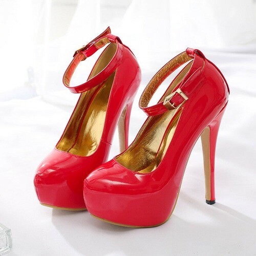 Platform Red Pumps Mens Crossdresser Heels Ankle Strap Drag Queen Large ...