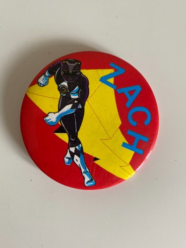Power Rangers Mighty Morphin ZACH Black Ranger Button Badge - Used VGC ...