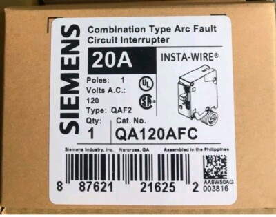 SIEMENS 20 AMP ARC FAULT COMBO Combination breaker Q120AFC QA120AFC ...