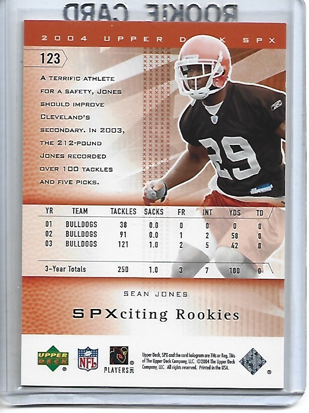 2004 SPX Football #123 Sean Jones Rookie Card-Browns (1218/1650) | eBay