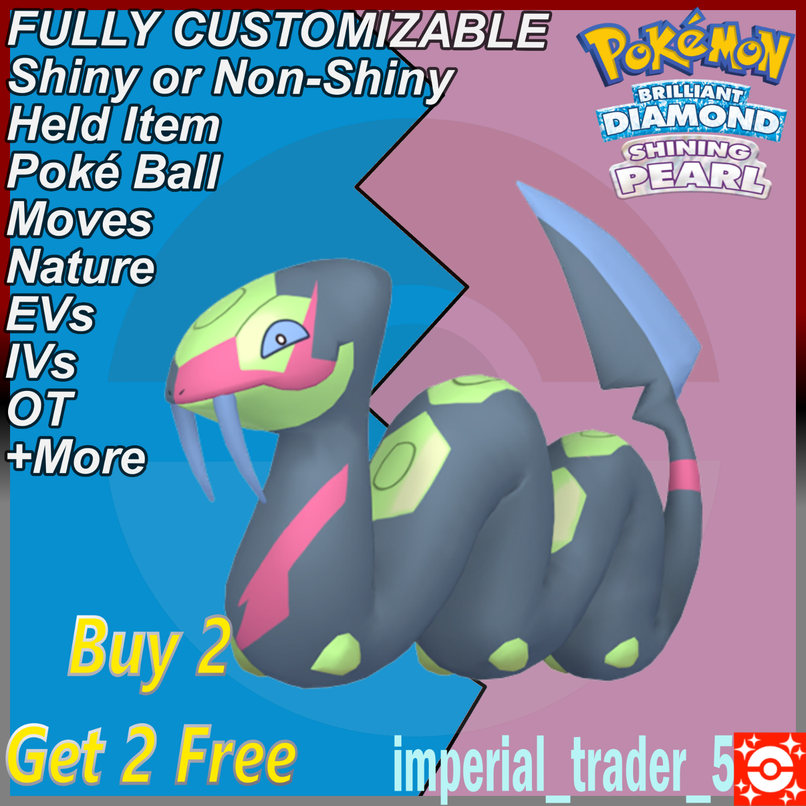 Pokemon Brilliant Diamond & Shining Pearl Shiny Seviper 6IV ...