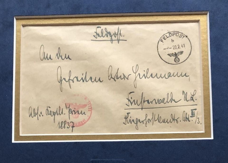 Günther Prien-MINT Signed Envelope, Photo & Patch FRAMED (U-Boat ...