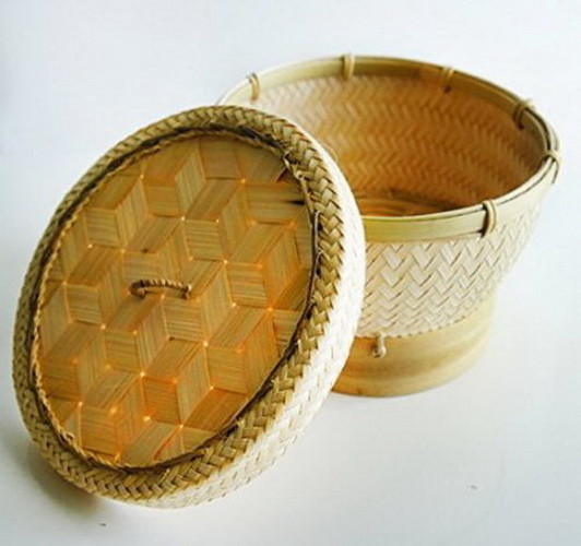 Sticky Rice Cooker Steamer Bamboo Basket Lid Cookware Pot Skimmer Thai ...