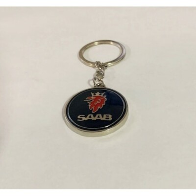 saab auto car logo chrome metal key chain ring made in usa | eBay