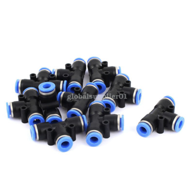 A 10 Pcs PE6 T Shaped 3 Way 6mm to 6mm Air Pneumatic Quick Fitting ...