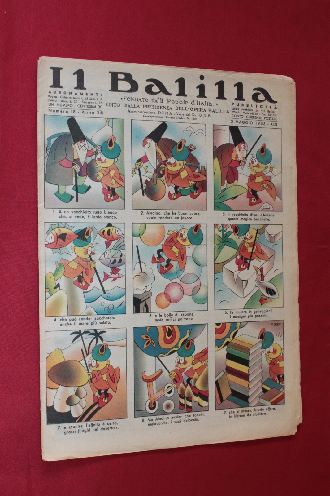 rivista a fumetti IL BALILLA Supplemento Popolo d'Italia ANNO XIII N.18 ...