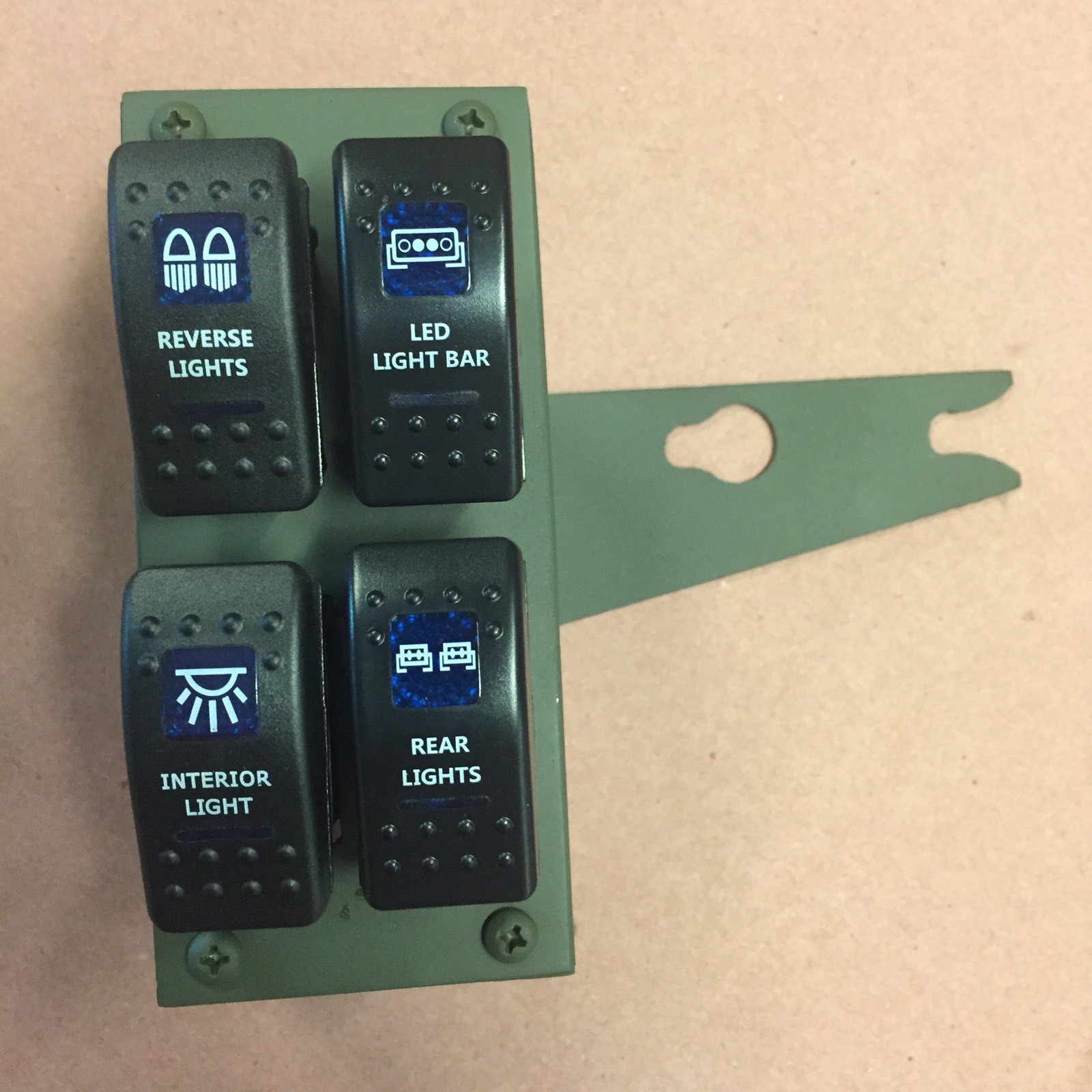 LIGHTED ROCKER SWITCH PANEL 4 GANG - NO SWITCHES - TAN H1 HUMVEE M998 ...