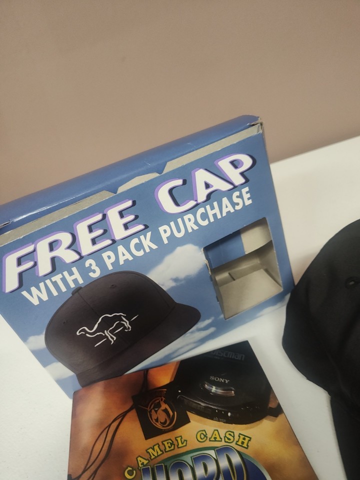 New Vtg NOS Camel Cigarettes Hat Snapback Cap Black Joe Camel SMOKING ...
