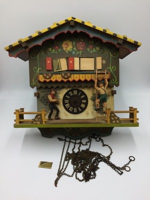 Vtg Antique Germany Cuckoo Clock Farmers Daughter,Ladder,Music Box ...