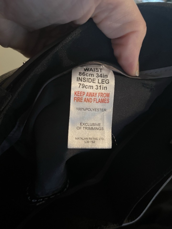 Matalan Men’s Black Formal Trousers with Belt. 32 Inch Waist and 31 ...