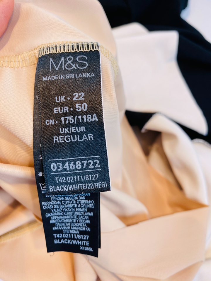 Marks & Spencer (M&S) bodycon dress black white colour block UK 22 EUR ...