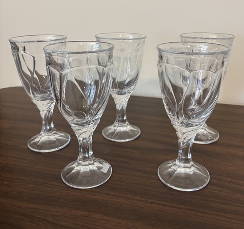 5 Noritake Sweet Swirl Clear Water Goblets Glass 7 3/8” | eBay