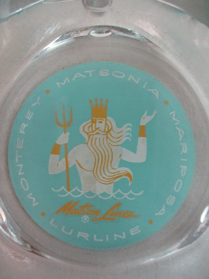 Vintage MATSON LINES Poseidon Logo Glass Ashtray | eBay