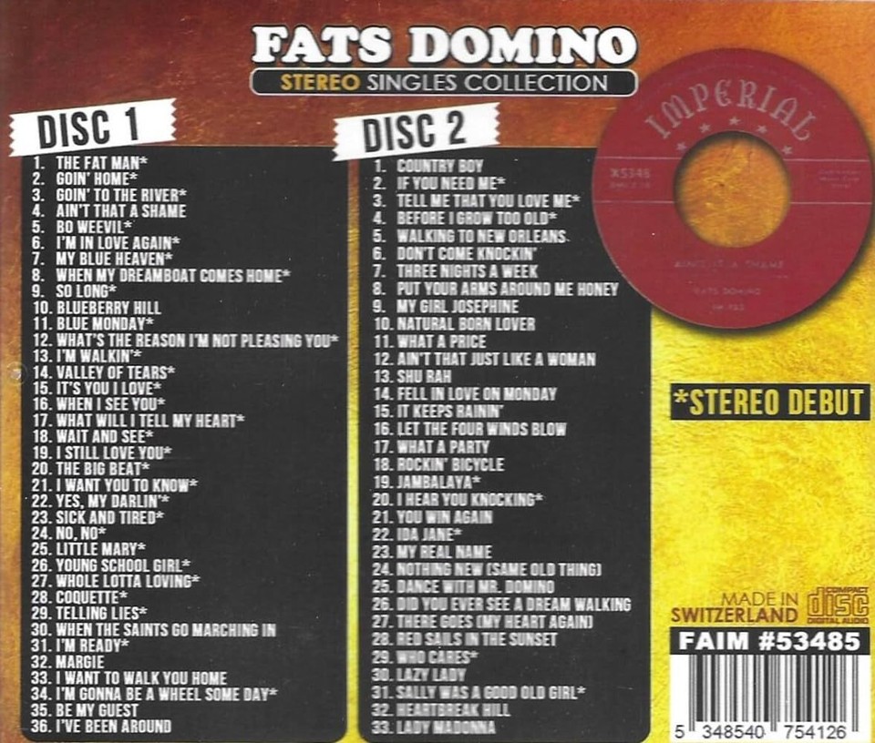 Fats Domino Stereo Singles Collection (CD) 97037061166 | eBay