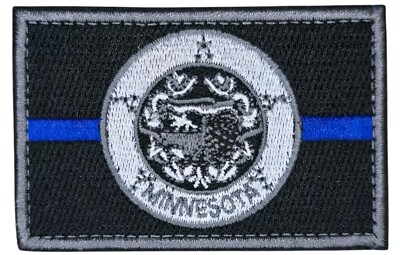 MINNESOTA STATE FLAG MN THIN BLUE LINE FLOWERS EMBLEM TACTICAL POLICE ...
