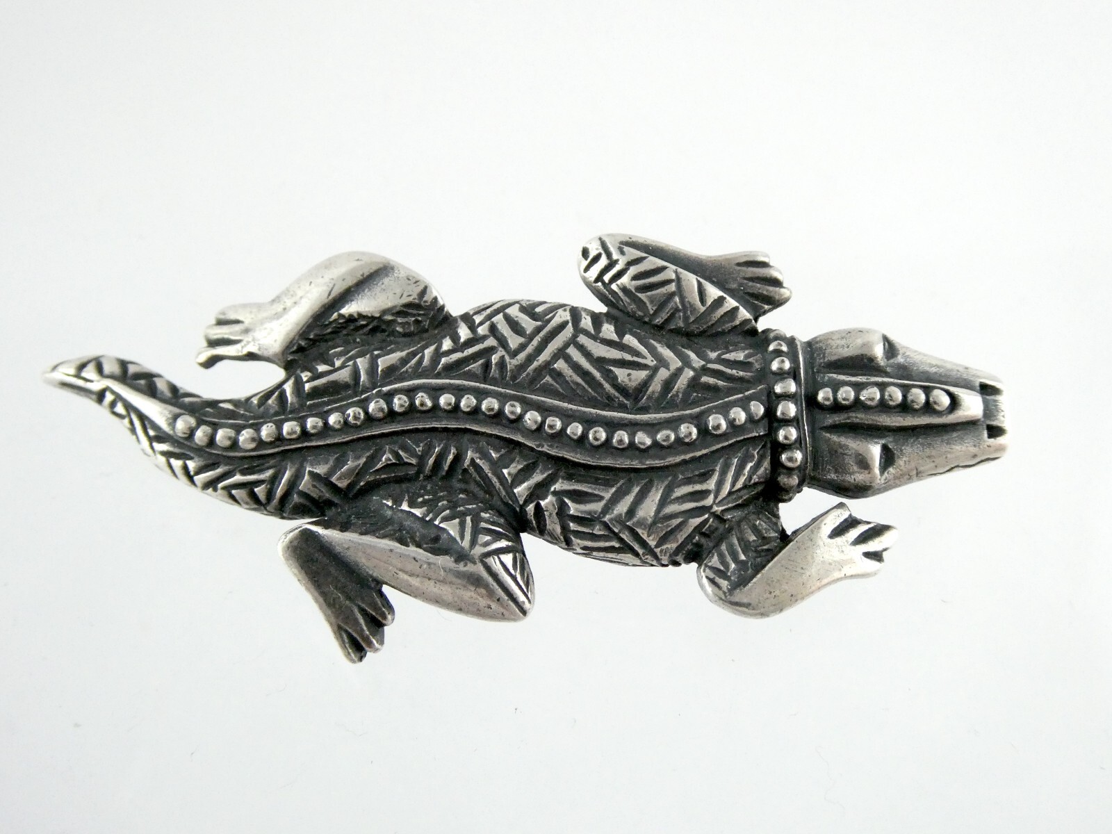 Vintage Unmarked Sterling Silver Alligator Brooch Cro… - Gem