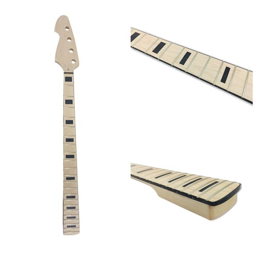 Electric Bass Neck Reverse Head 22 Fret 34 Inch Maple Fretboard Block ...