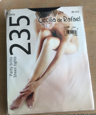 NWT Cecilia de Rafael Onix CDR 235 SHEEN Tights Pantyhose 40 Den BLACK ...