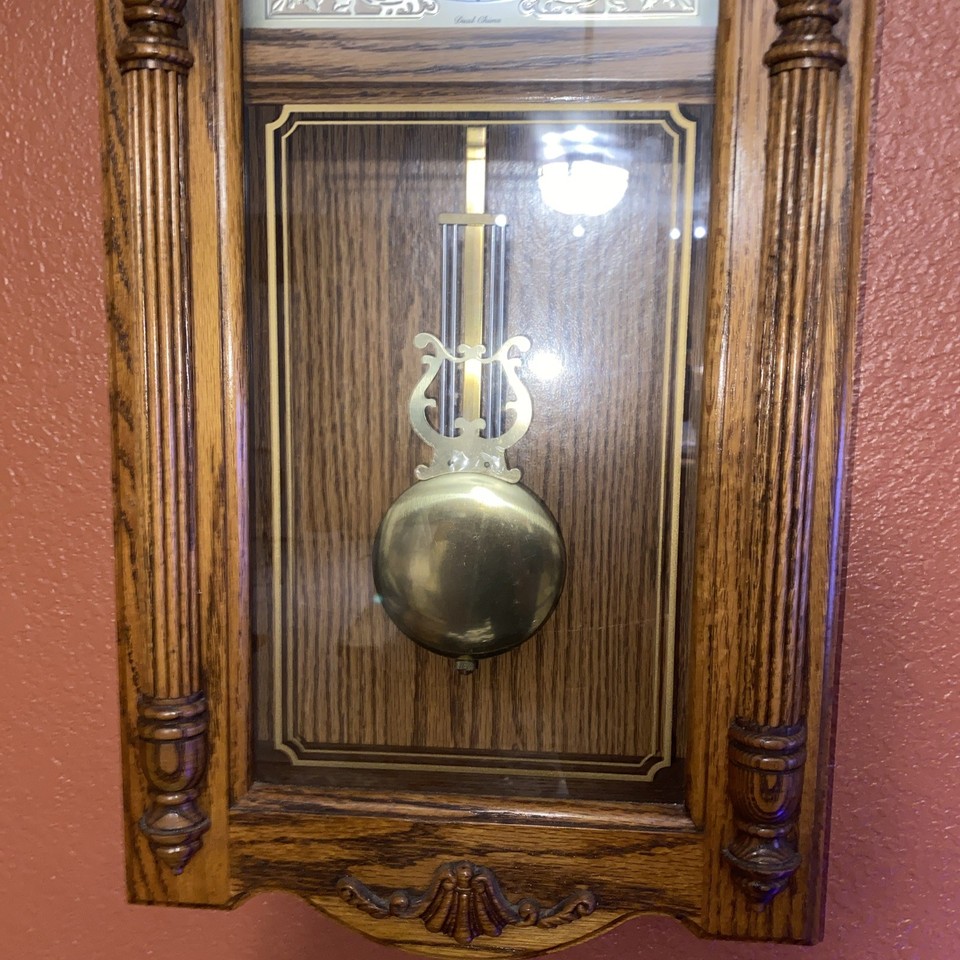 Howard Miller Wall Rothwell Clock 620-184 Golden Oak Quartz Dual-Chime ...