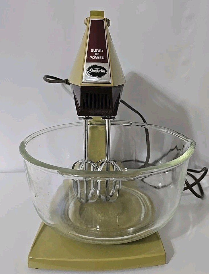 VTG Sunbeam Mixmaster 12-Speed Stand Mixer W/ Glass Bowl 2 Beaters ...