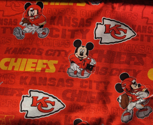 NFL Kansas City Chiefs Logo Mickey Mouse Disney Cotton Fabric 44" x 66 ...
