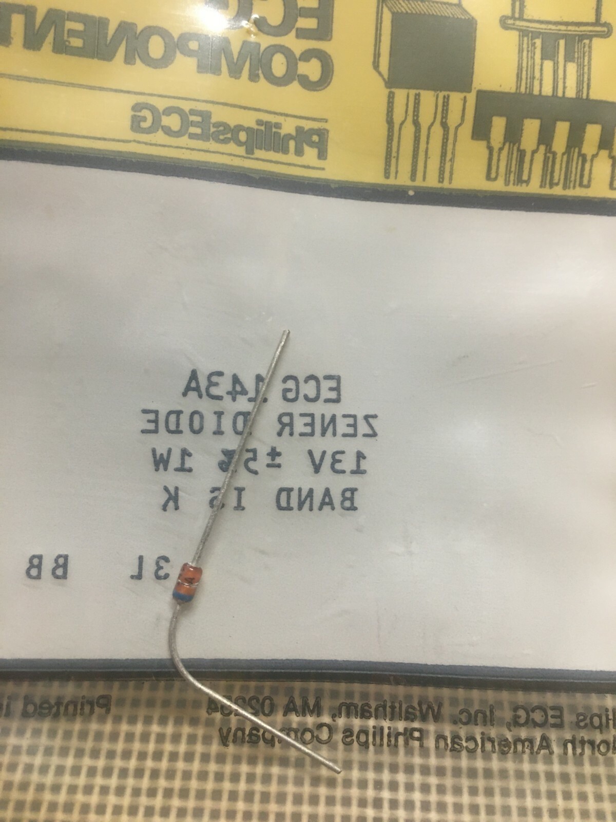 2x Diodes - Phillips Sylvania ECG Zener Diode 1 watt 2.7-27v FAST FREE ...
