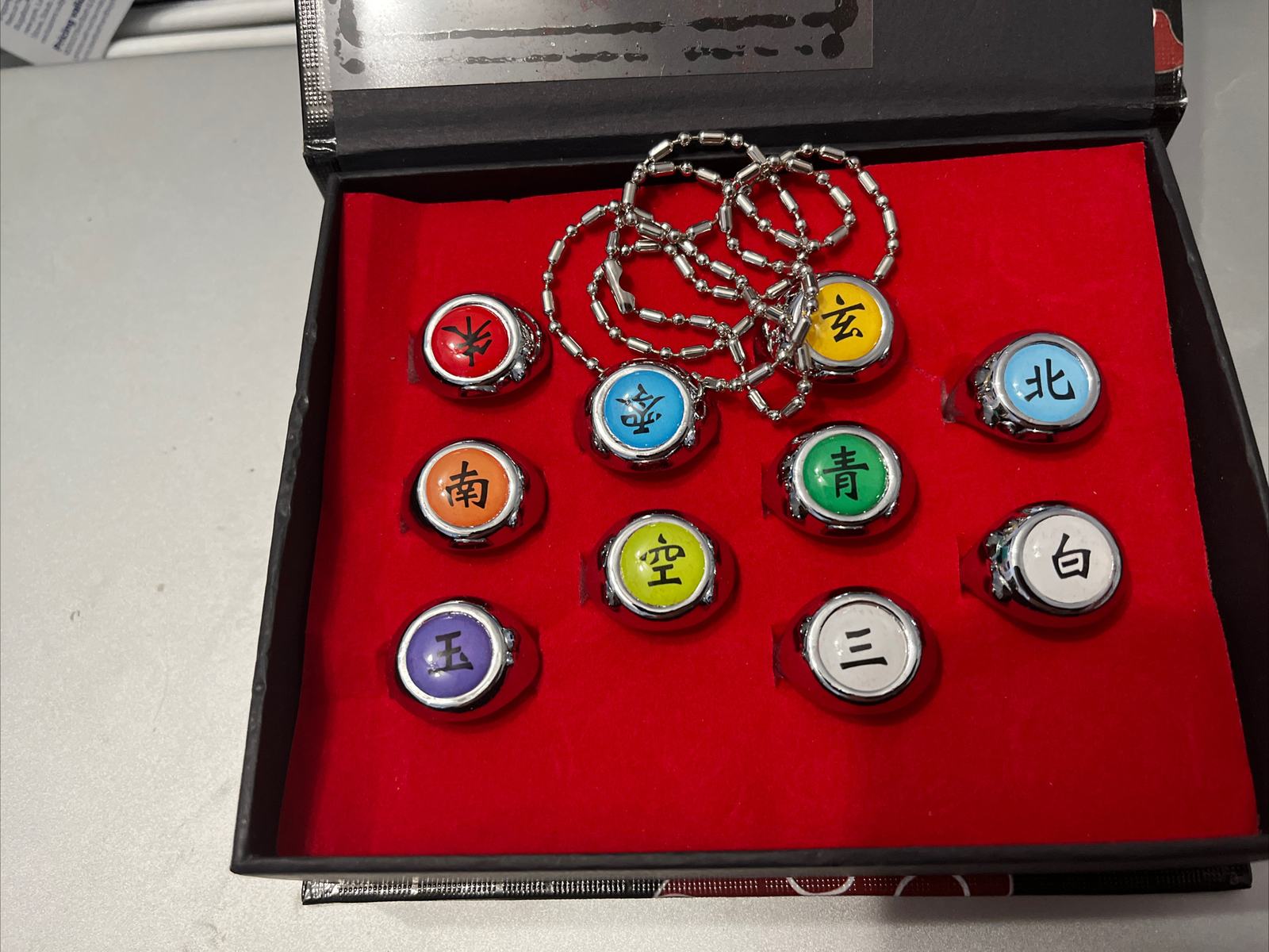 AKATSUKI Member’s Naruto 10 Ring Set Cosplay Ring Set With Chain 2003 ...