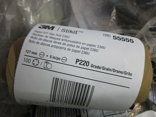 3M - 55555 Stikit Paper Disc Roll 236U 5 Inch X NH 5 Hole P220 C-Weight ...