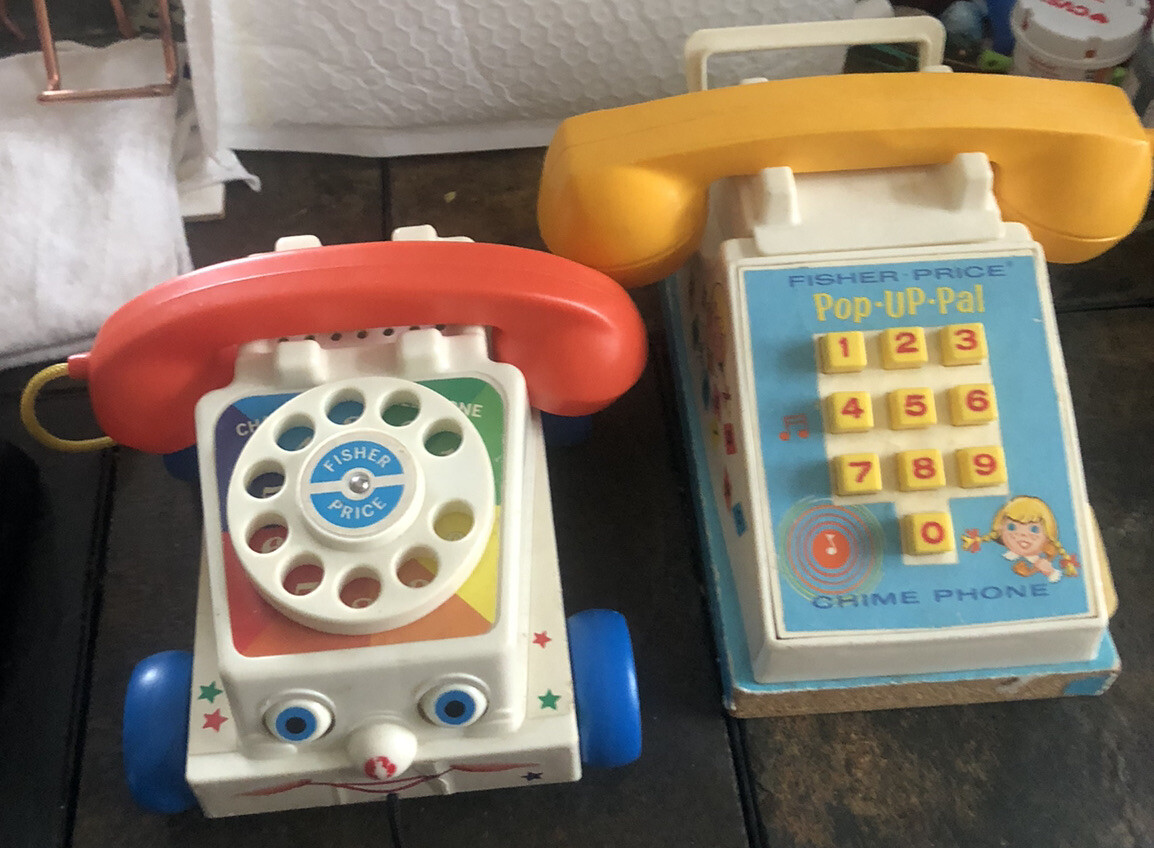 Vintage Fisher Price Pop Up Pal Chime Phone From 1968 & Chatter Phone ...