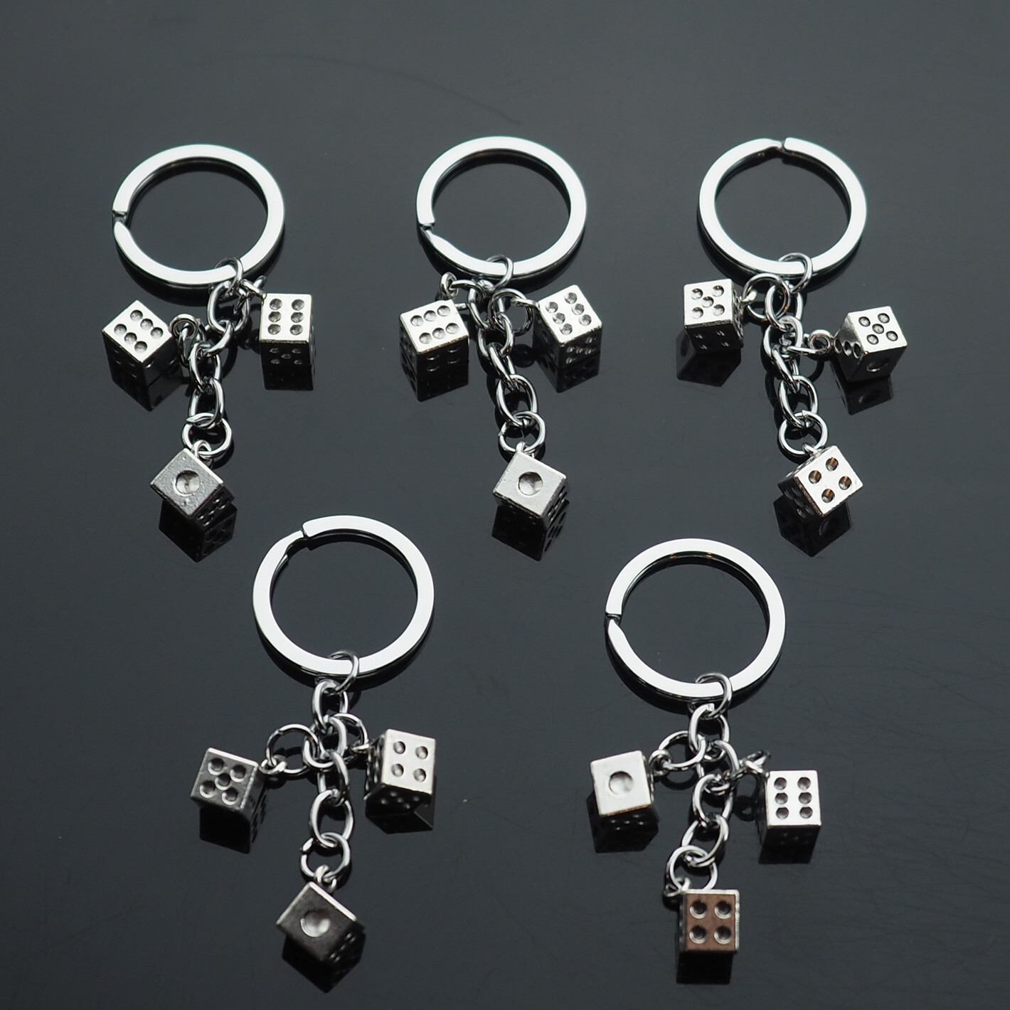 5 pcs Lot - 3 Dice Keychain Keyring Car Bag Key Holder Men Casino ...