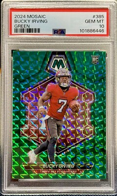 2024 Mosaic Bucky Irving Rookie Card #385 GREEN 🟢💎PSA 10💎🟢 Buccaneers ...