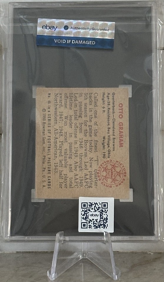 Otto Graham 1950 Bowman #45 SGC 2.5 Good + Graded Rookie Card RC ...