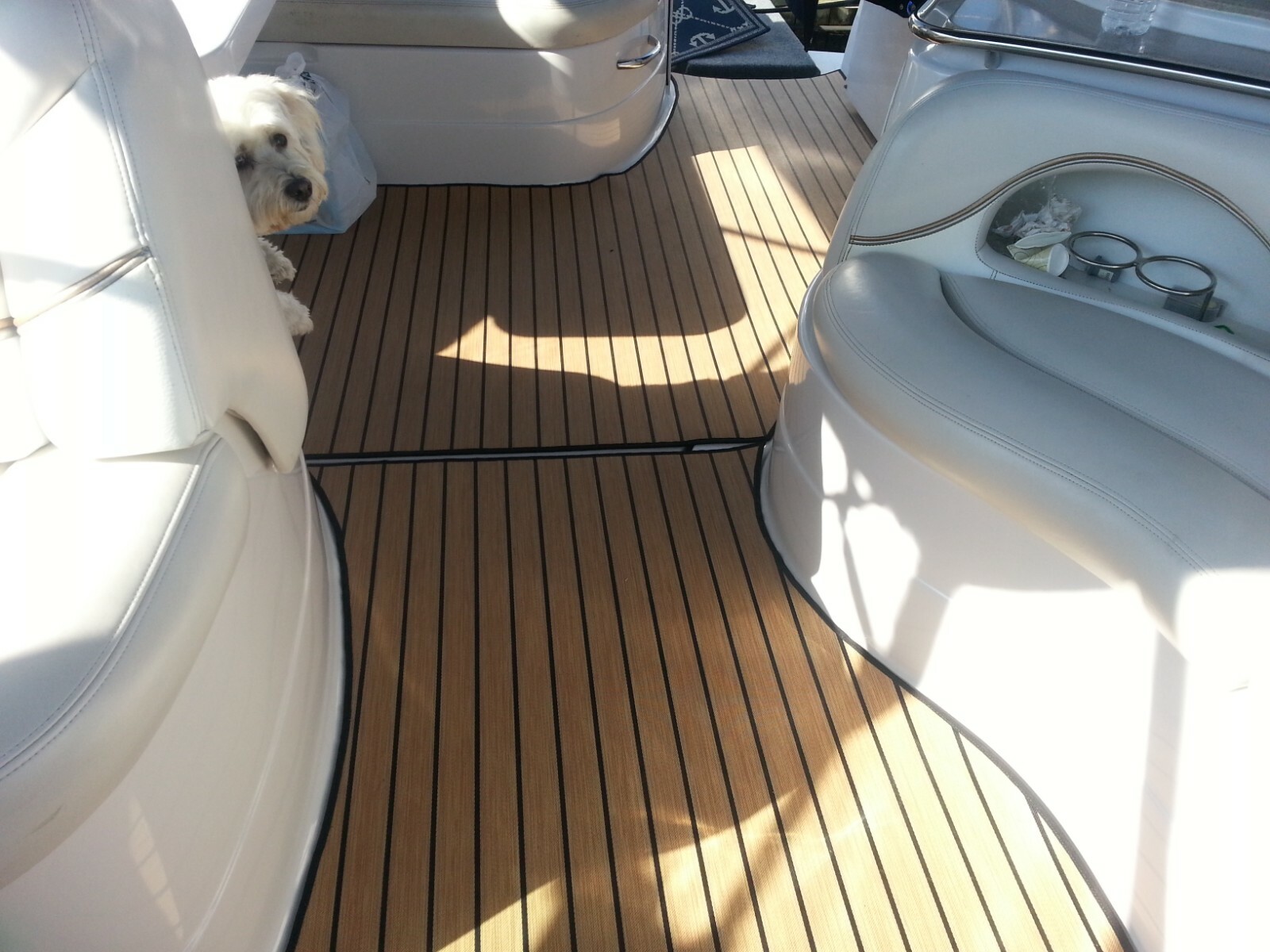 Marine Woven Vinyl Boat Pontoon Flooring w/ Padding : Teak 08 : 8.5' x ...