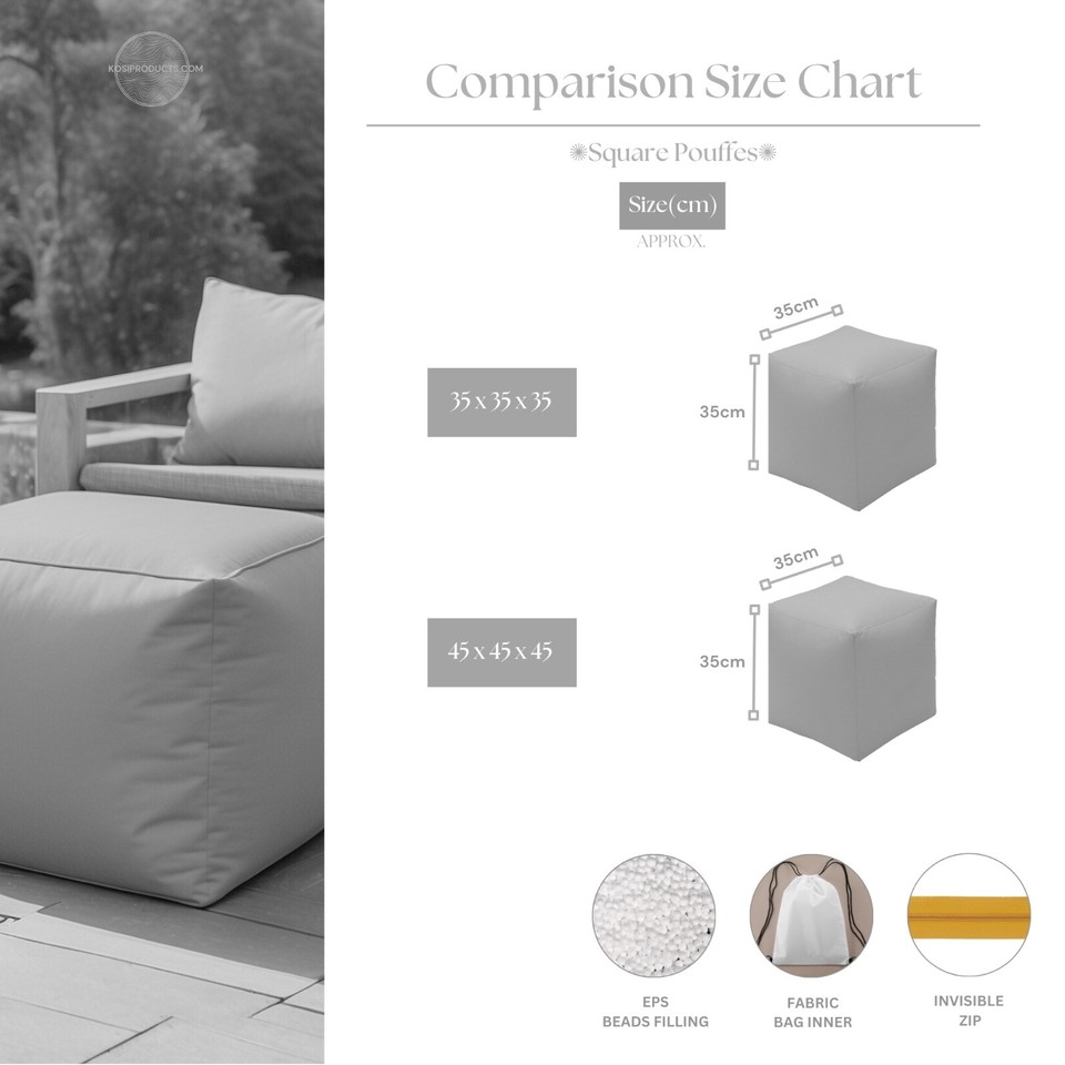 Footstool Bean Bag Ottoman Pouf Chair indoor outdoor garden ...