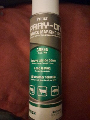 Prima Tech PRIMA SPRAY ON LIVESTOCK MARKING DYE Green 12oz.For cattle ...