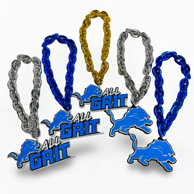 Detroit Lions Big Chains 5 Choices –All Grit & Classic Logo (Silver ...