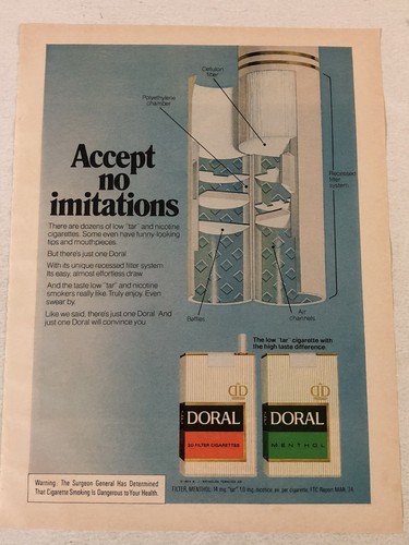 1974 Doral Cigarettes Print Ad Vintage Advert pa10 | eBay