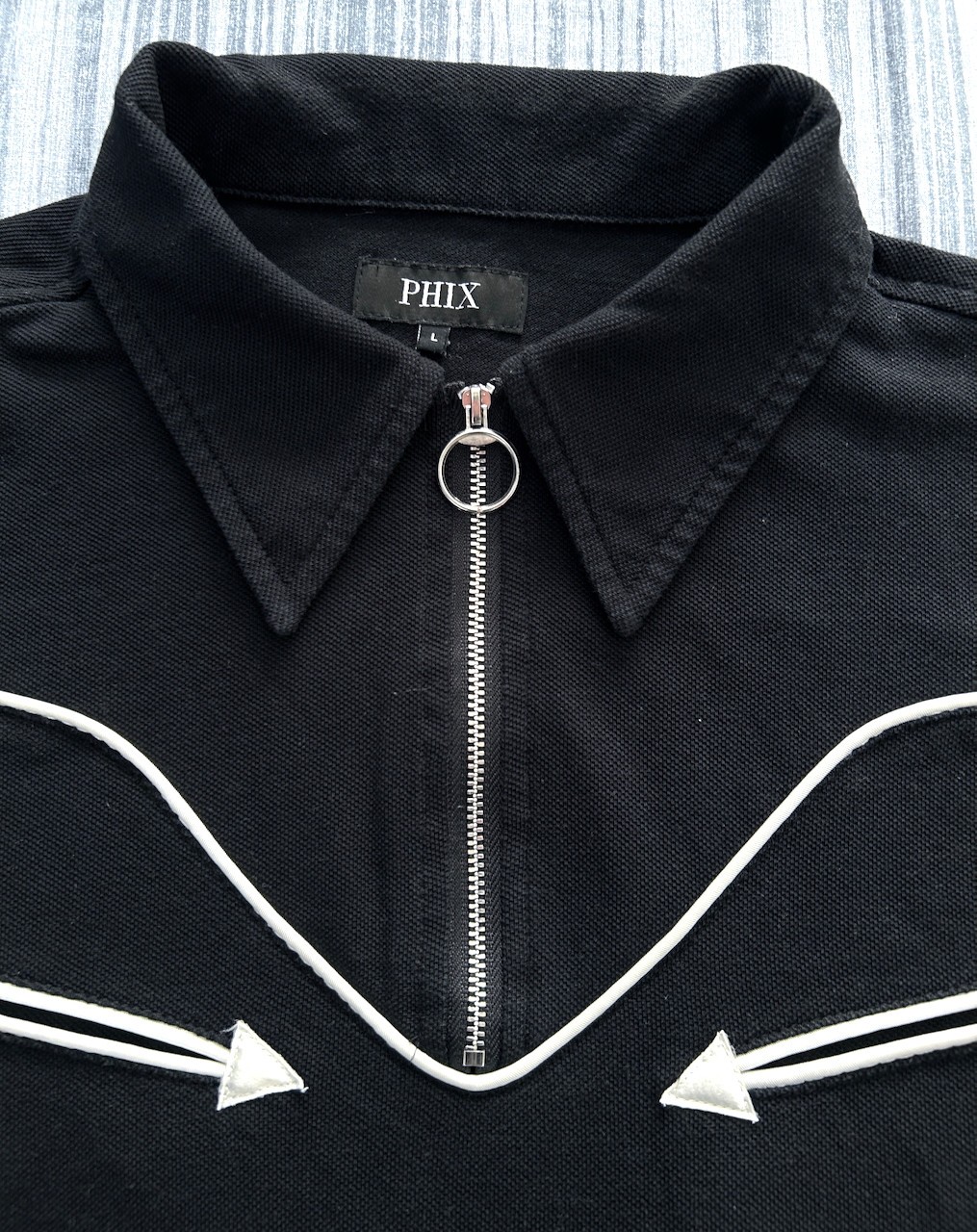 Phix England Clothing Black Polo Shirt Western o-ring… - Gem