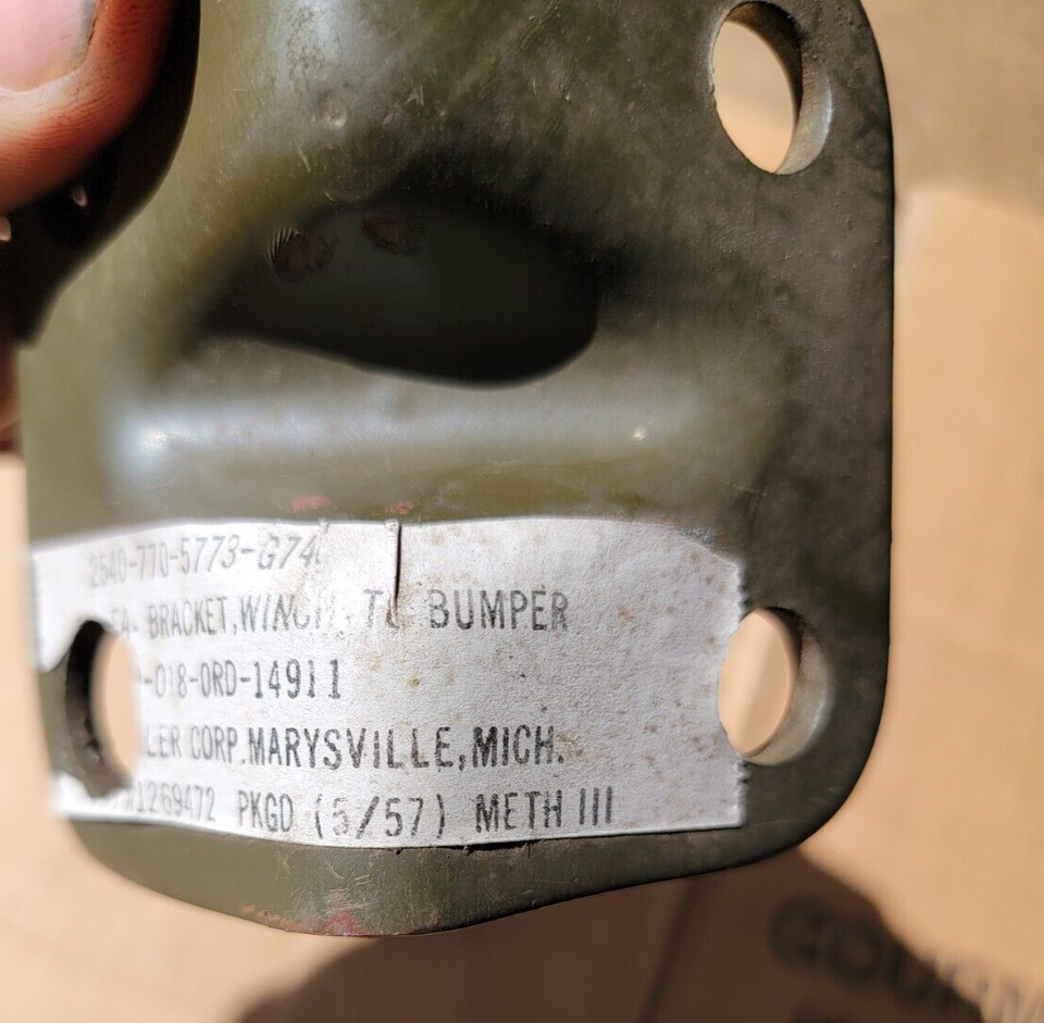 NOS Braden Winch to Bumper Bracket for Dodge M37 P# 7705773 & 2540-770 ...
