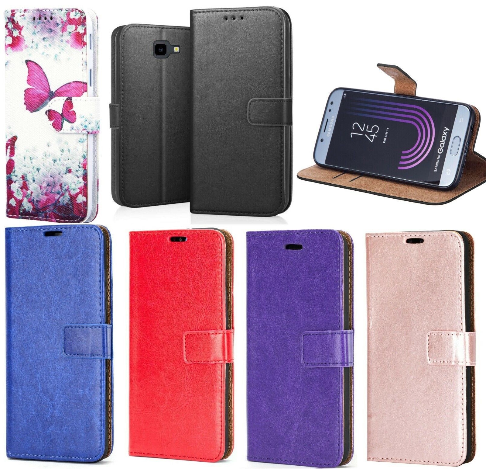For Samsung J4 J6 J4+ J6+ Phone Case Leather Flip Shockproof Wallet ...