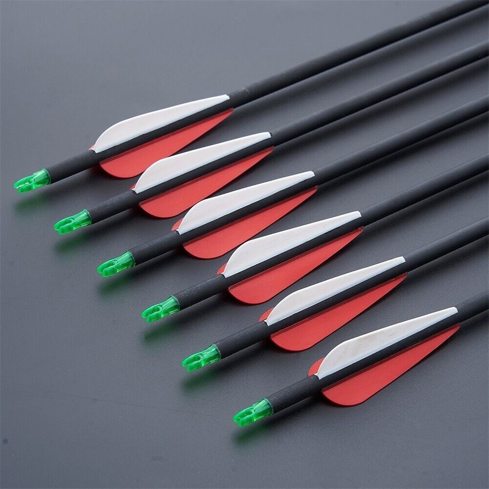 12Pcs Archery 28"/30"/32" Carbon Arrows SP500 Hunting for Compound ...