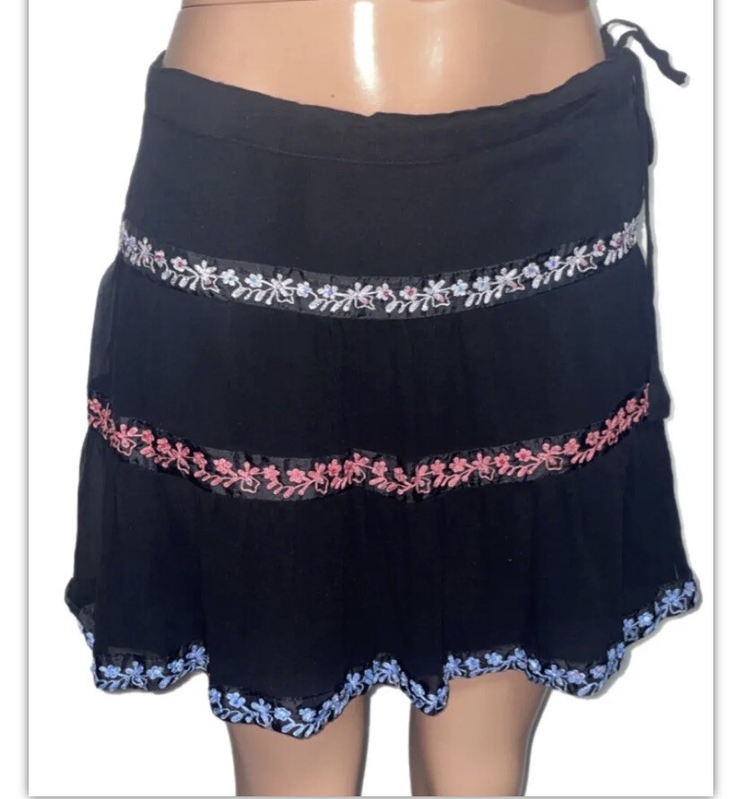 French Connection Y2K Ruffle tiered mini skirt Silk Sz 8 vintage ...