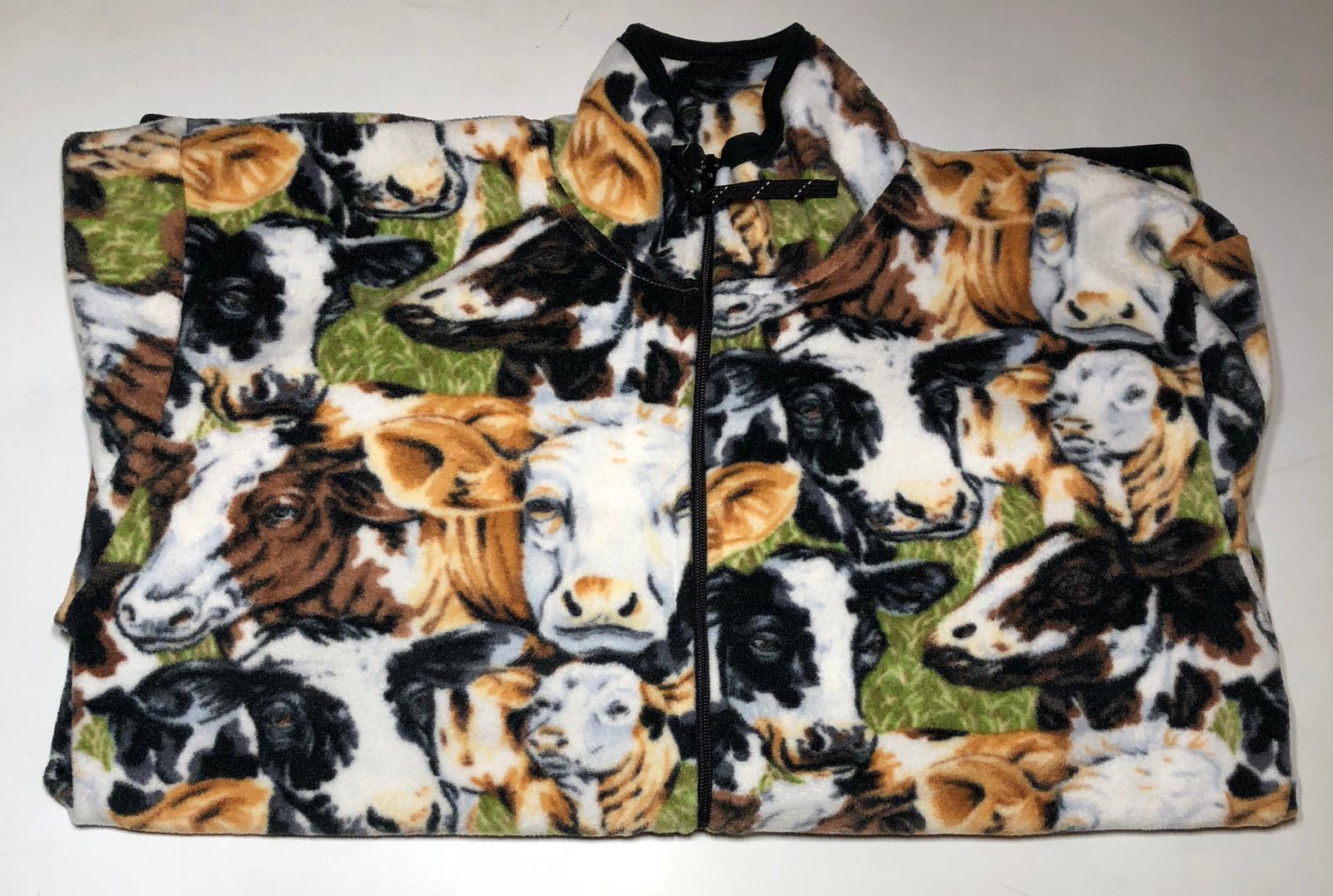 ZooFleece Cow Bull Fleece Sweater Cows Farm Animal White Jacket Winter ...