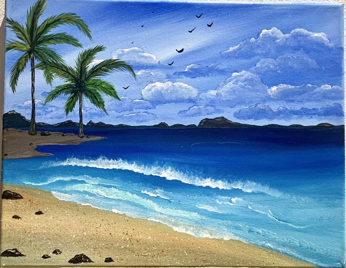Acrylic Painting Beach Scene Original Acrylic Painting Beach Island