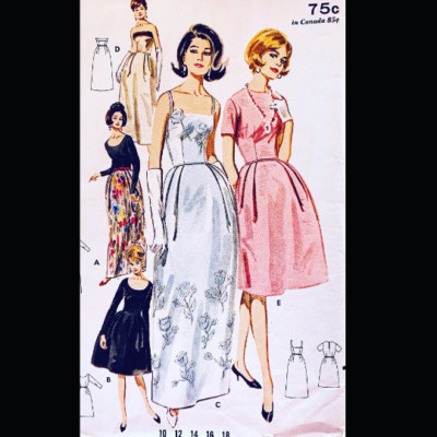 Vtg 60s Evening Gown Strapless Column Dress Cocktail Pattern Butterick ...